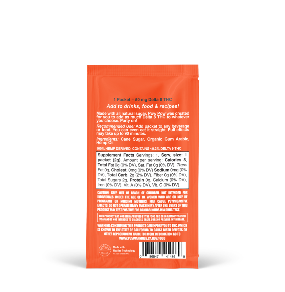 Realize Pow Pow 50mg Delta 8 THC Sugar Packet - Alien Bop